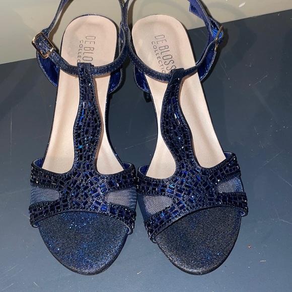 De Blossom Collection | Shoes | Promformal Navy Blue Beaded Heels ...